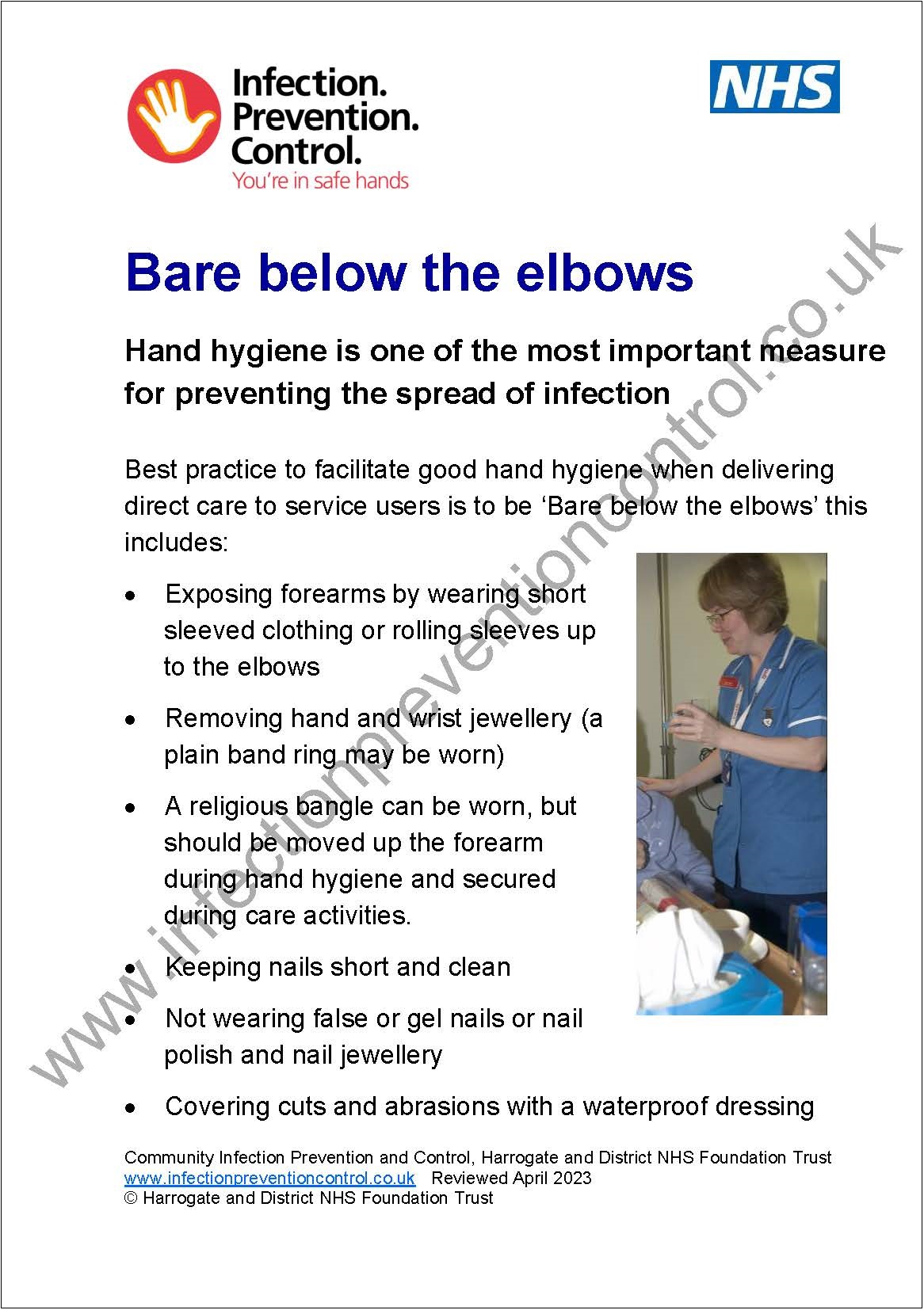 Bare below the elbows Poster - Infection Prevention Control
