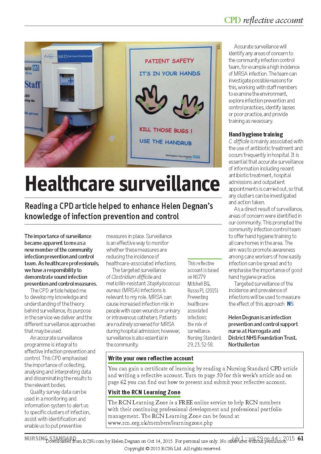 Healthcare surveillance (reflective account) - Infection Prevention Control