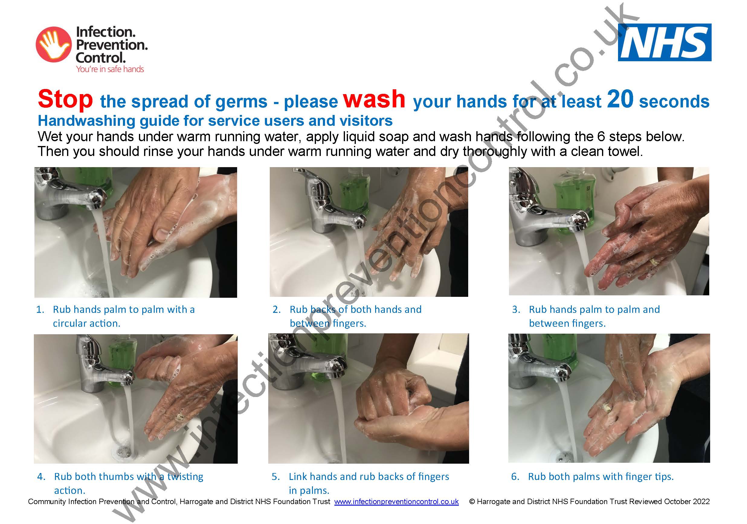 Stop the spread of germs - please wash your hands Poster - Infection ...