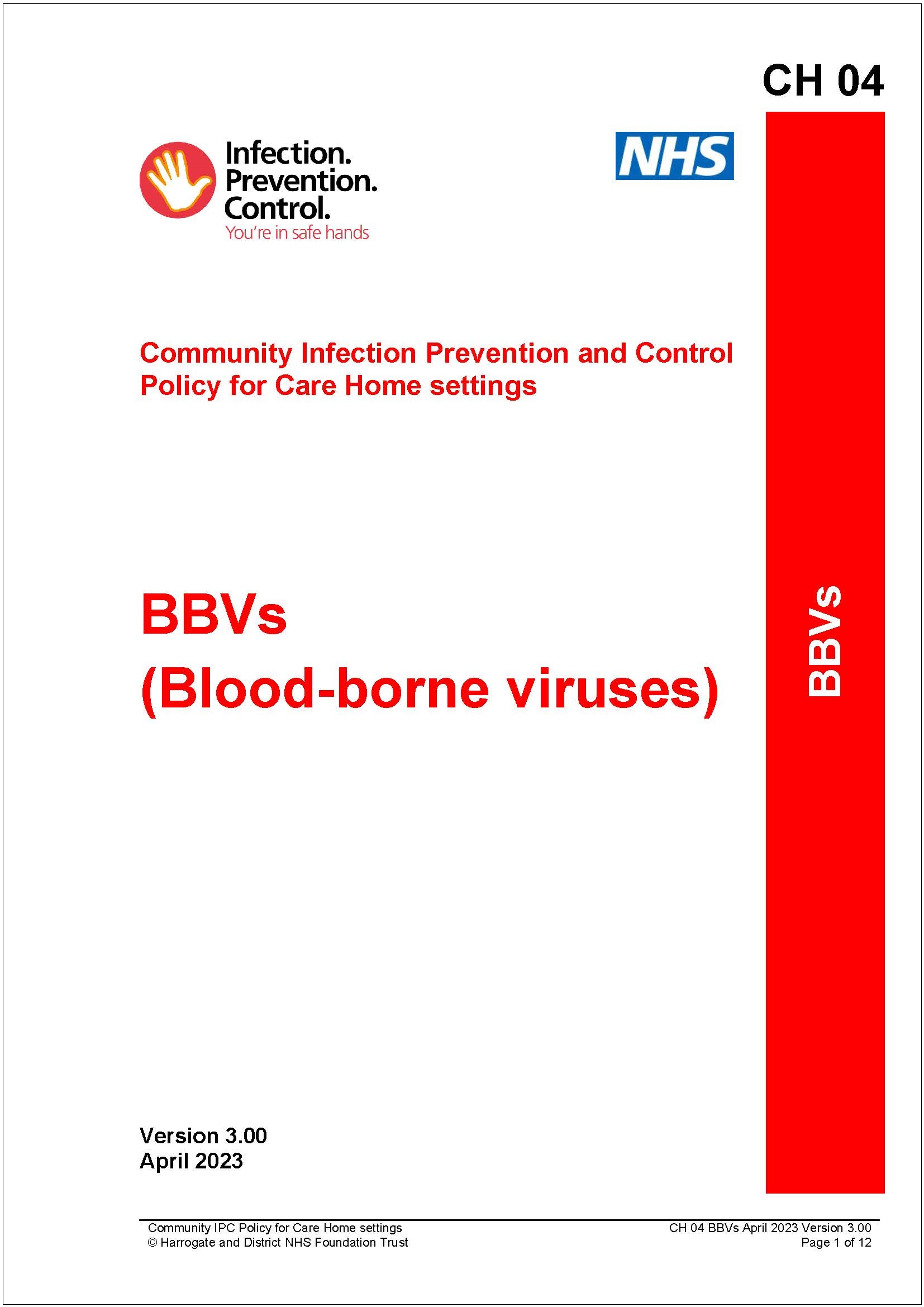 BBVs (Blood-borne viruses) Policy for Care Home settings - Infection ...