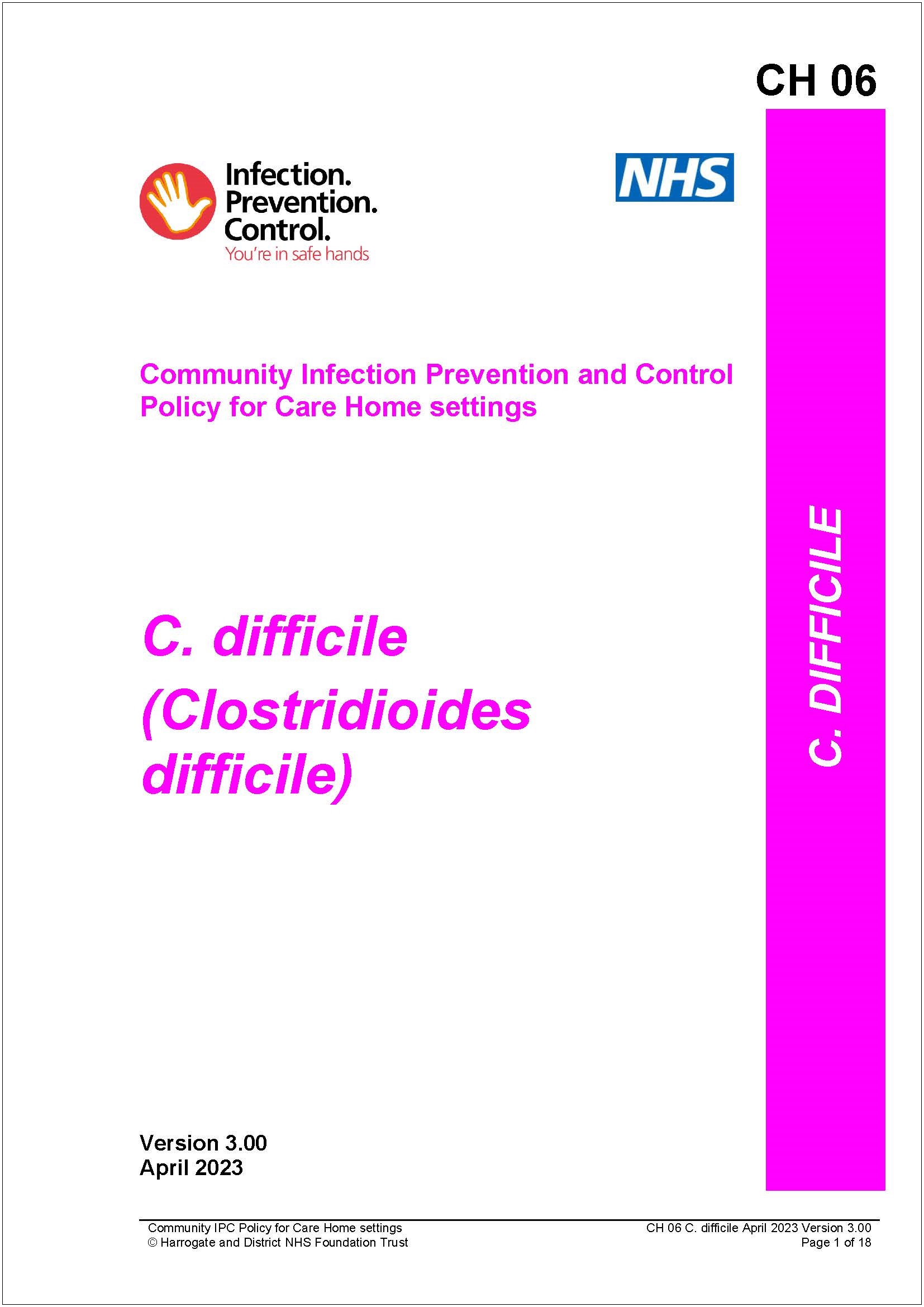 C. difficile (Clostridioides difficile) Policy for Care Home settings ...