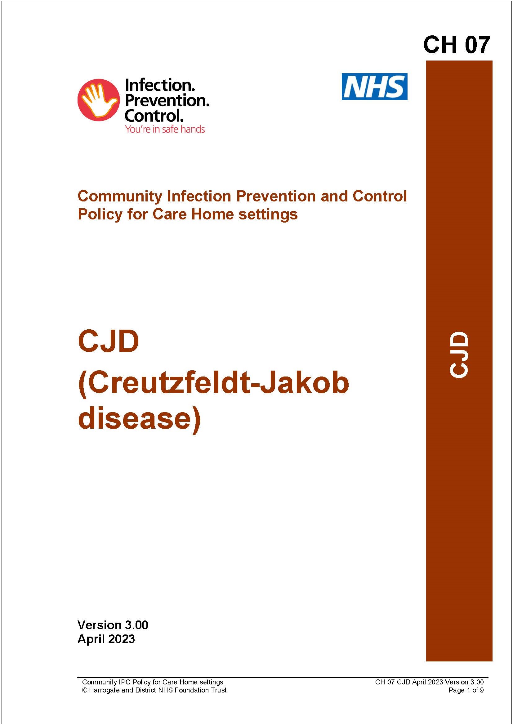 CJD (Creutzfeldt-Jakob disease) Policy for Care Home settings ...