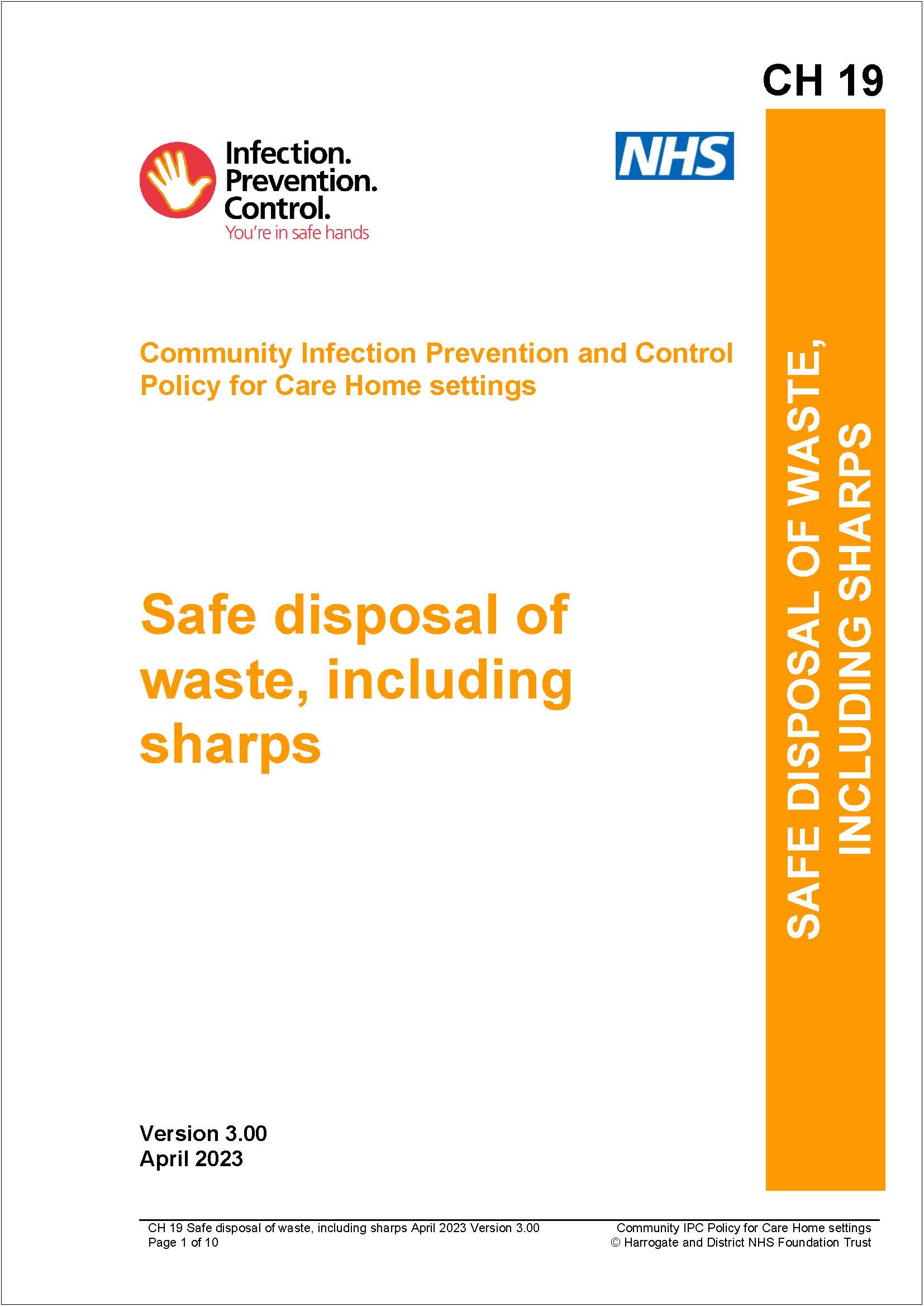 Safe disposal of waste, including sharps Policy for Care Home settings ...