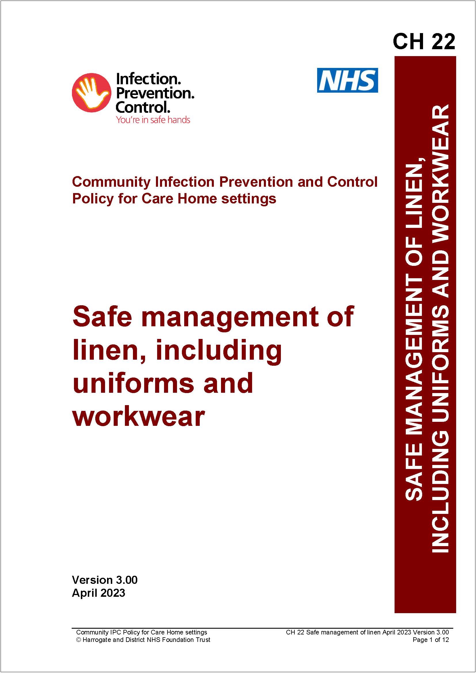 Safe management of linen, including uniforms and workwear Policy for ...