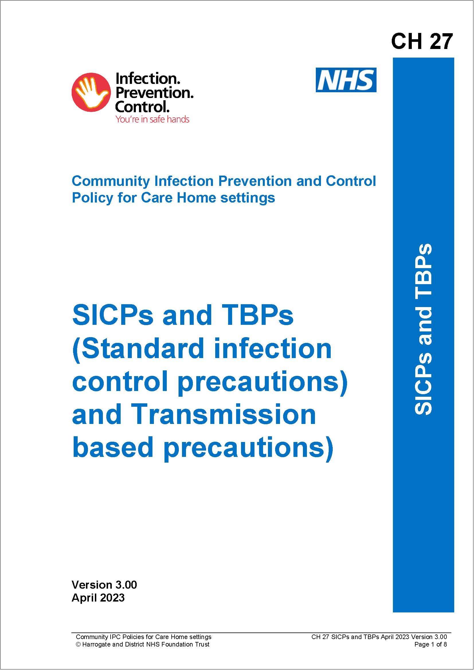 SICPs and TBPs (Standard infection control precautions and Transmission ...