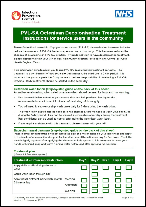 PVL-SA Octenisan suppression treatment instructions for service users ...