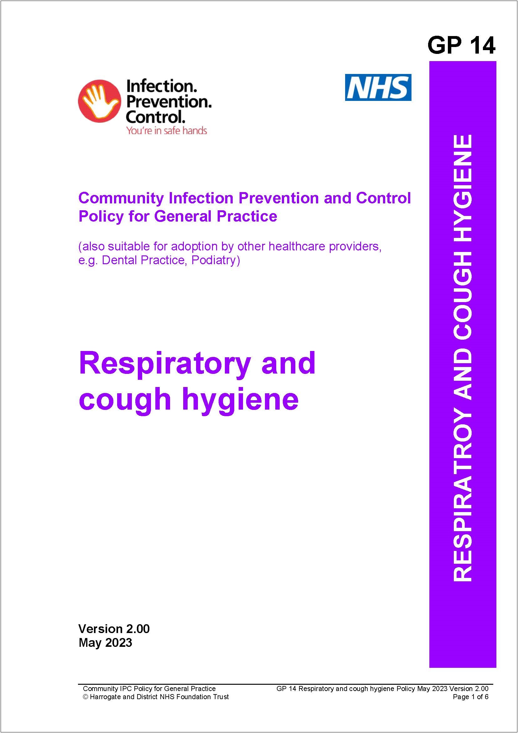Respiratory and cough hygiene Policy for General Practice - Infection ...