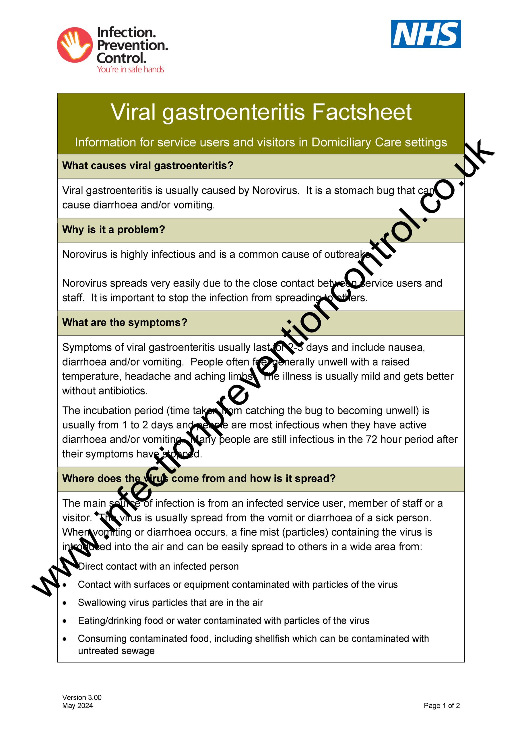 Viral gastroenteritis Factsheet Information for service users and ...