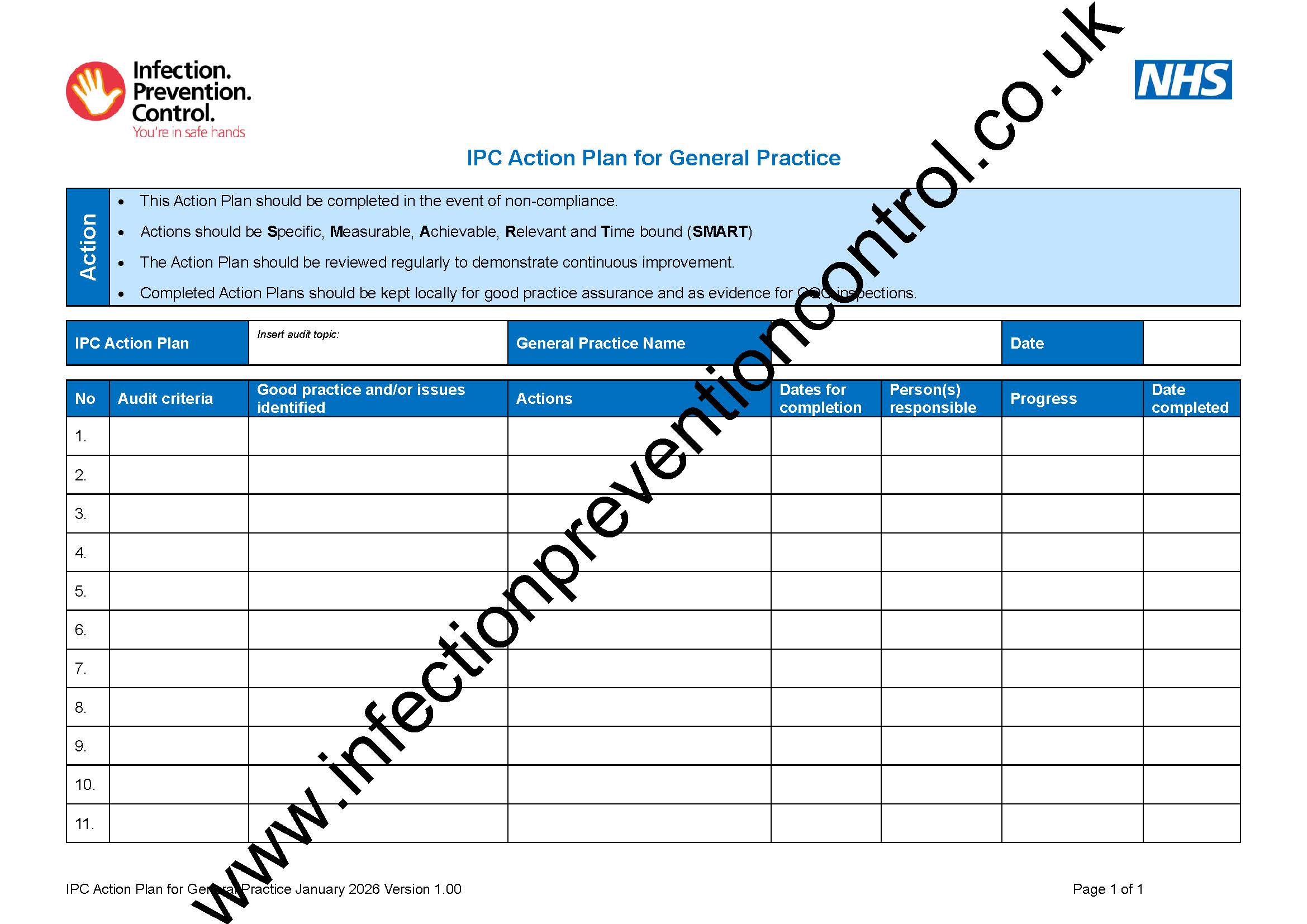 IPC Action Plan for General Practice - Infection Prevention Control